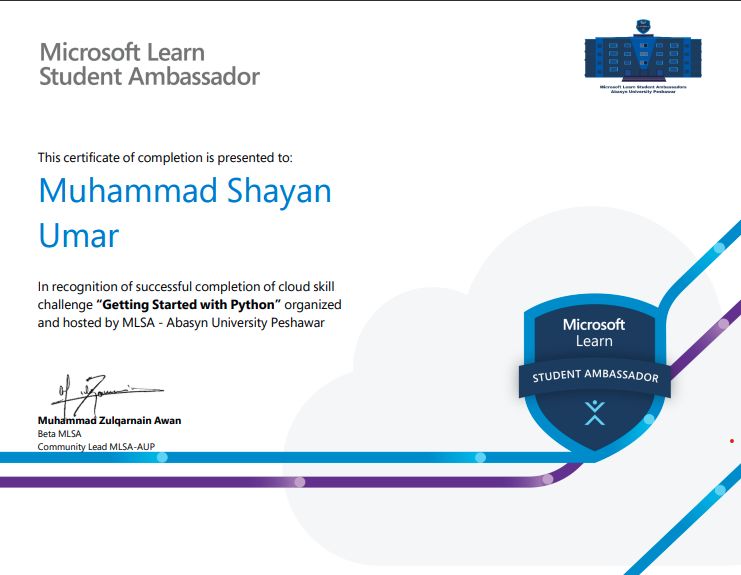 Muhammad shayan umar on LinkedIn: #pythoncertified #techsavvy #careergrowth Muhammad shayan umar on LinkedIn: #pythoncertified #techsavvy #careergrowth