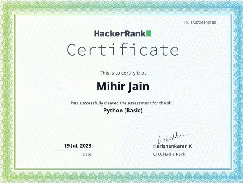 Mihir Jain on LinkedIn: #python #hackerrank #programming #coding Mihir Jain on LinkedIn: #python #hackerrank #programming #coding