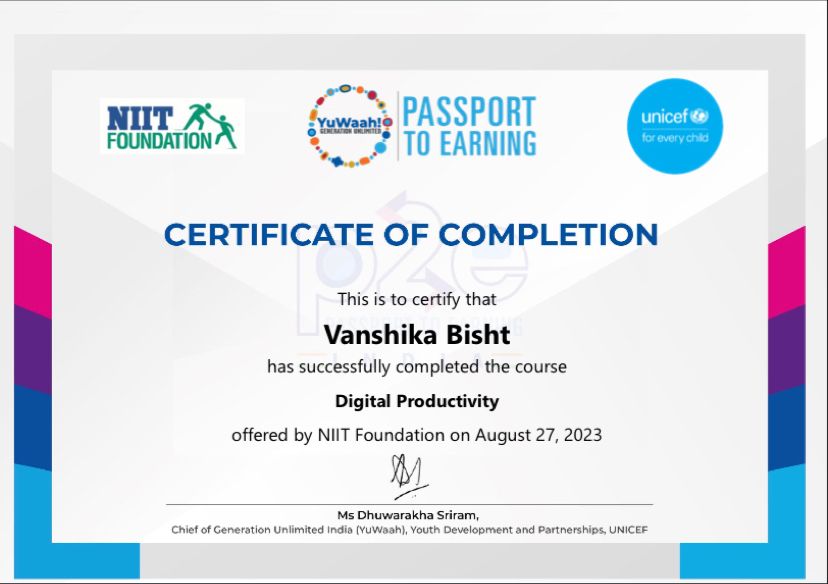 Vanshika Bisht on LinkedIn: #niit #niitfoundation #digitalproductivity Vanshika Bisht on LinkedIn: #niit #niitfoundation #digitalproductivity