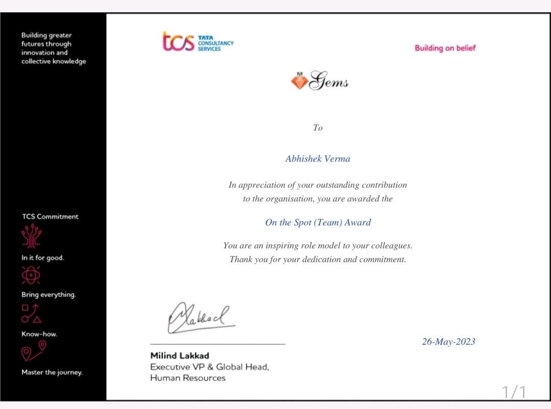 ABHISHEK KUMAR VERMA on LinkedIn: #tcs ABHISHEK KUMAR VERMA on LinkedIn: #tcs