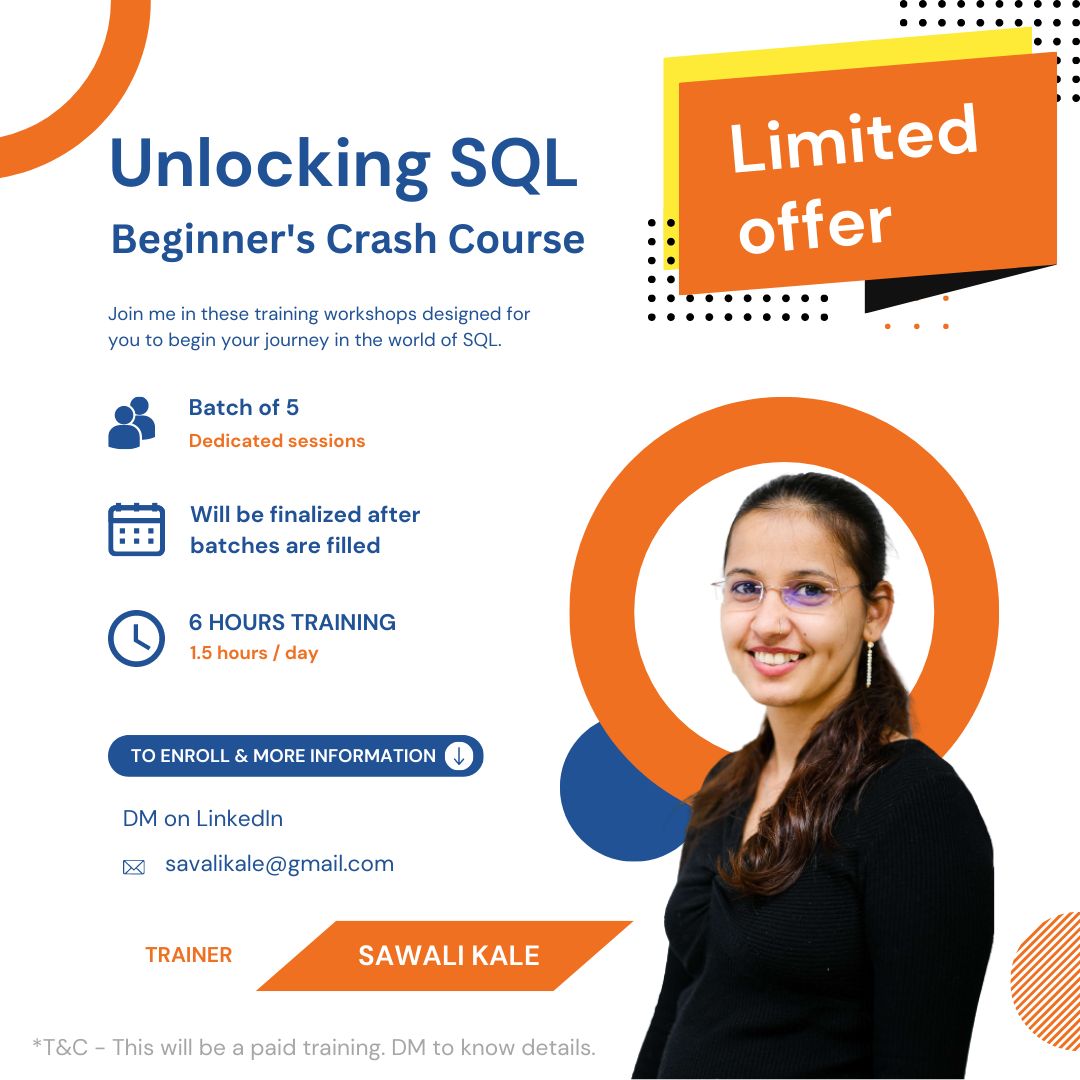 Sawali Kale on LinkedIn: #sqlqueries #sqldatabase #sqltraining # ... Sawali Kale on LinkedIn: #sqlqueries #sqldatabase #sqltraining # ...