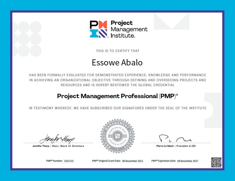 Essowè ABALO on LinkedIn: #pmp | 29 comments Essowè ABALO on LinkedIn: #pmp | 29 comments