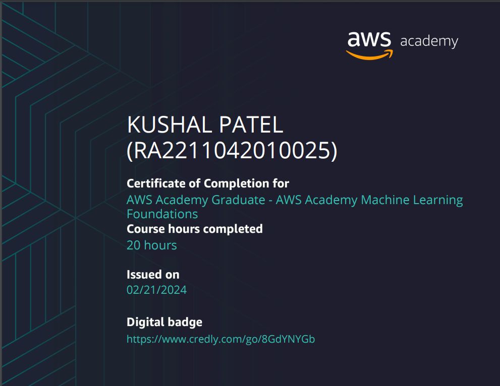 Kushal Patel on LinkedIn: #machinelearning #awsacademy Kushal Patel on LinkedIn: #machinelearning #awsacademy