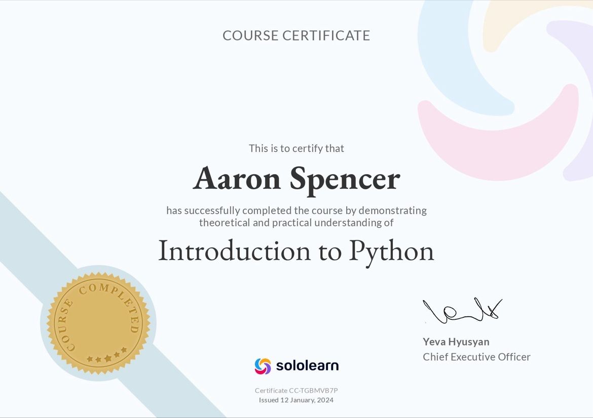Aaron Spencer, MBA on LinkedIn: #python #pythondeveloper Aaron Spencer, MBA on LinkedIn: #python #pythondeveloper