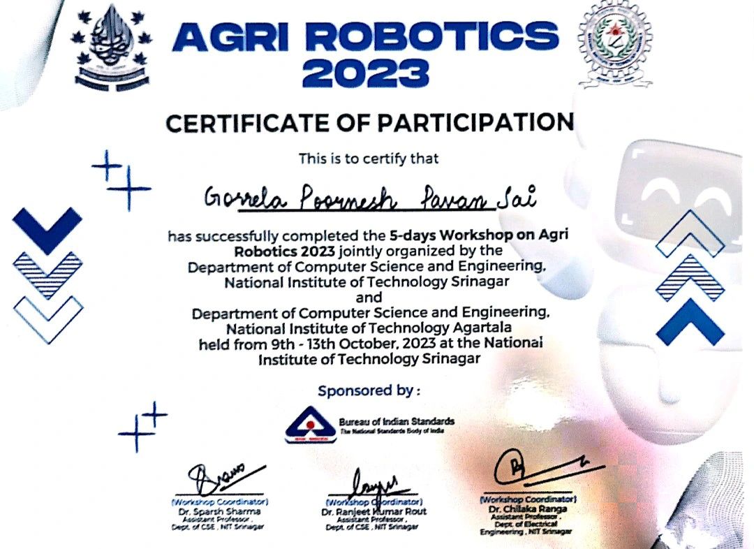poornesh pavan sai Gorrela on LinkedIn: Done with my Agri Robotics ... poornesh pavan sai Gorrela on LinkedIn: Done with my Agri Robotics ...