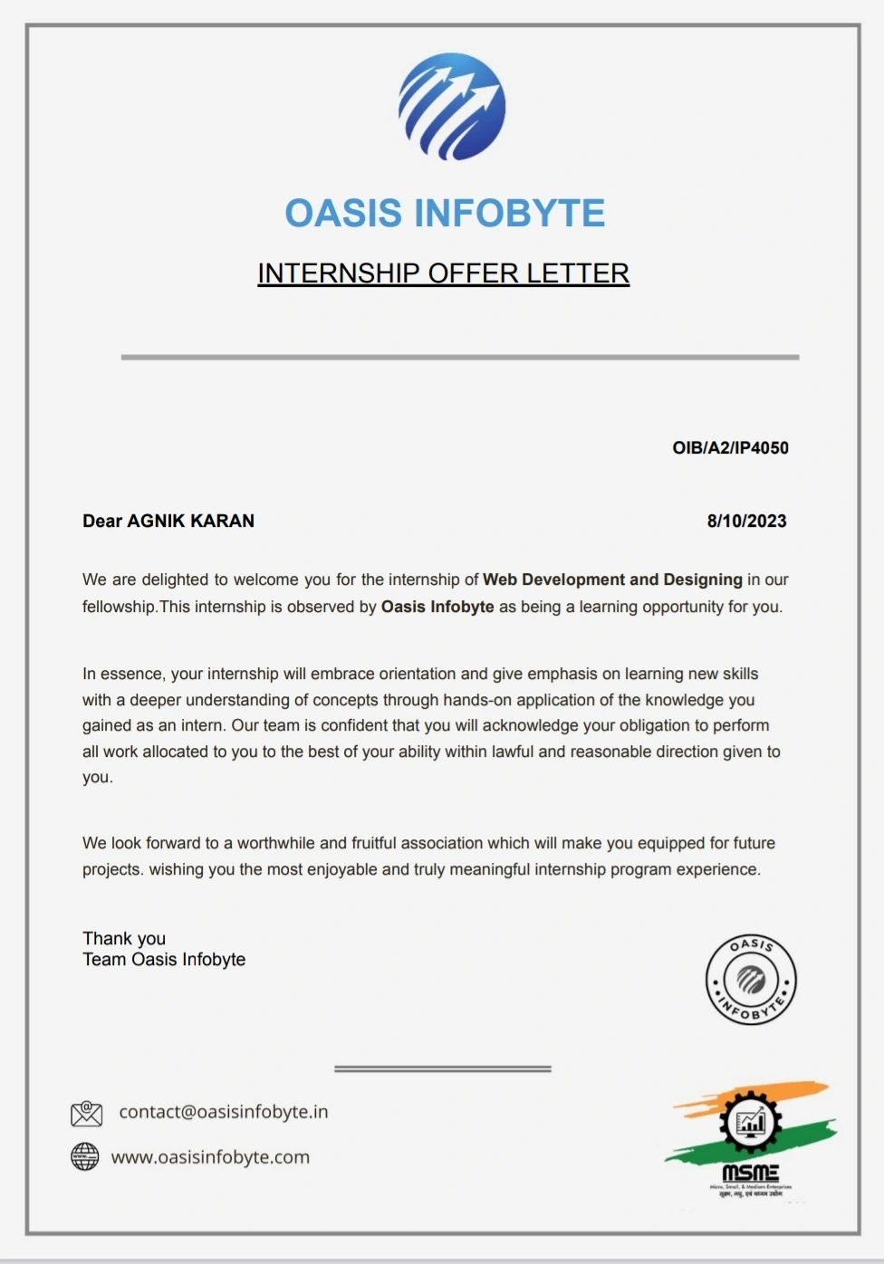 Agnik Karan on LinkedIn: #oasisinfobyte Agnik Karan on LinkedIn: #oasisinfobyte