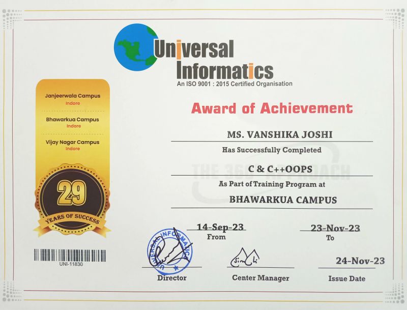 Vanshika Joshi on LinkedIn: #programming #coding #certificate Vanshika Joshi on LinkedIn: #programming #coding #certificate