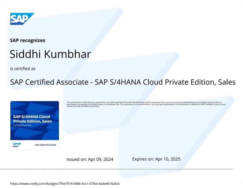 Siddhi Kumbhar on LinkedIn: #sap #ai #learning #gratitude #sales Siddhi Kumbhar on LinkedIn: #sap #ai #learning #gratitude #sales