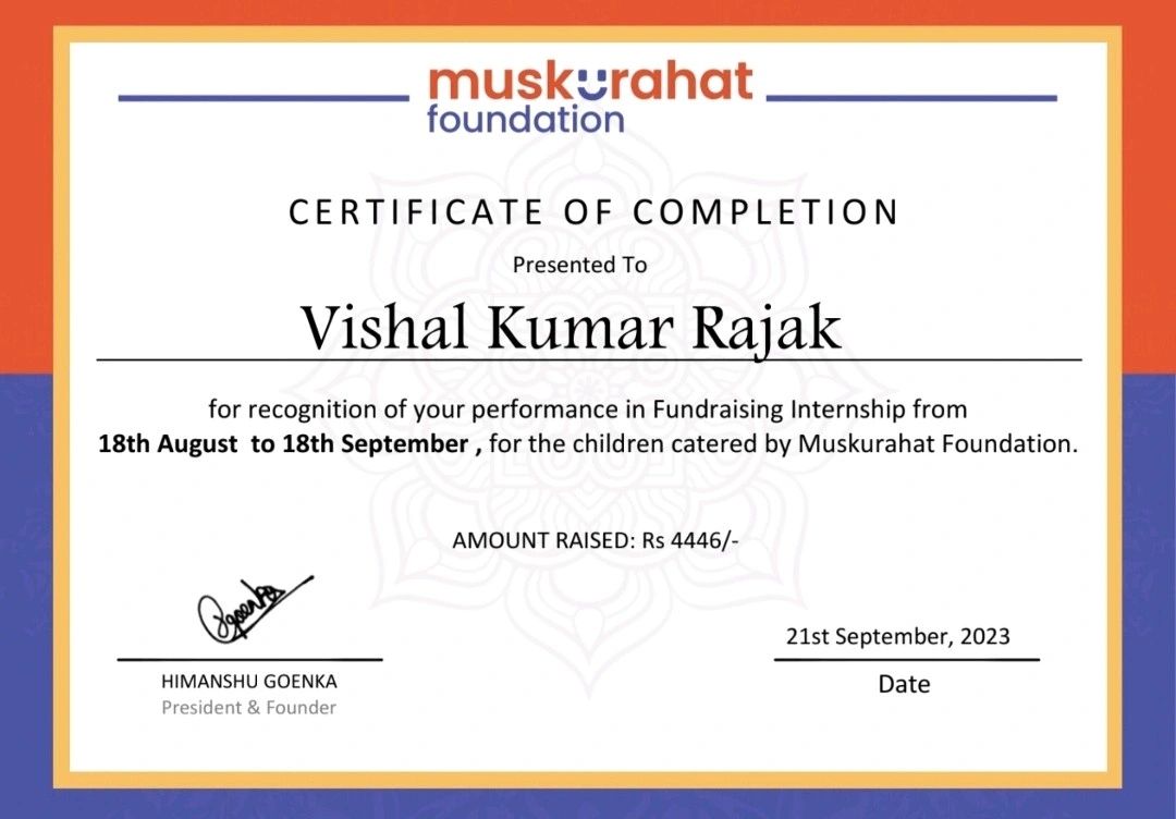 Vishal kumar Rajak on LinkedIn: #ngointernship #crowdfunding # ... Vishal kumar Rajak on LinkedIn: #ngointernship #crowdfunding # ...