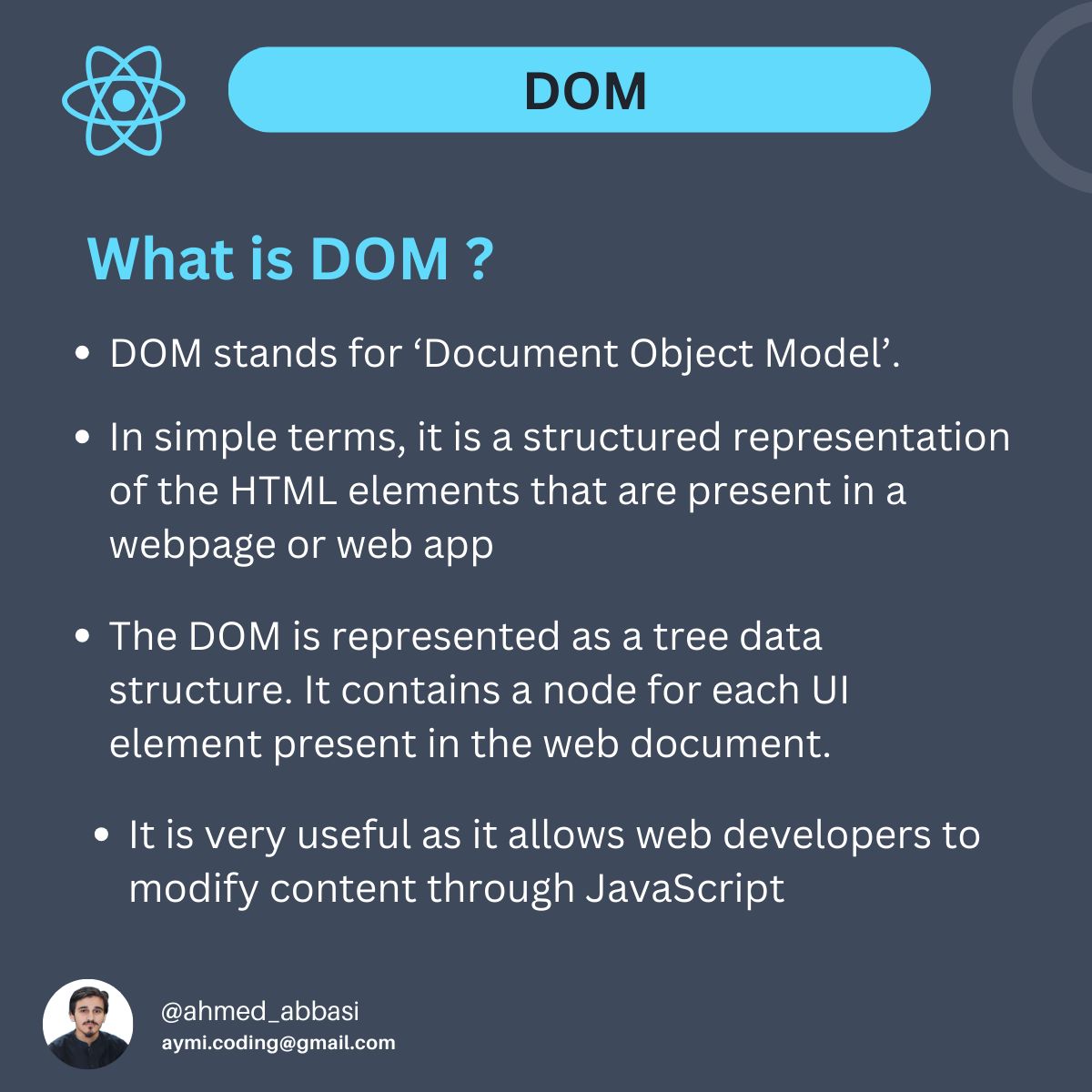 Ahmed Abbasi on LinkedIn: π React DOM , Virtual DOM , Diffing Algorithm ... Ahmed Abbasi on LinkedIn: π React DOM , Virtual DOM , Diffing Algorithm ...