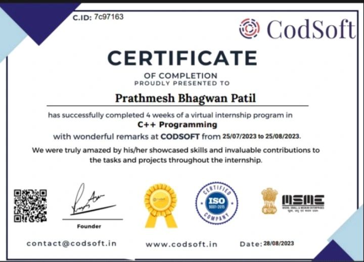 Prathmesh Patil on LinkedIn: #codsoft #internship Prathmesh Patil on LinkedIn: #codsoft #internship
