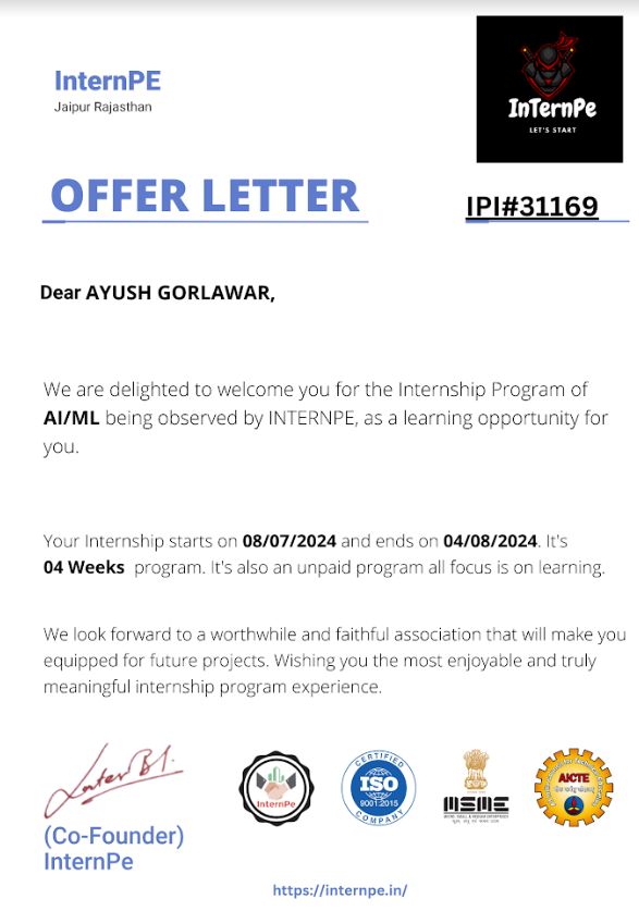 Ayush Gorlawar on LinkedIn: #internship #ai #ml #learning #opportunity ... Ayush Gorlawar on LinkedIn: #internship #ai #ml #learning #opportunity ...