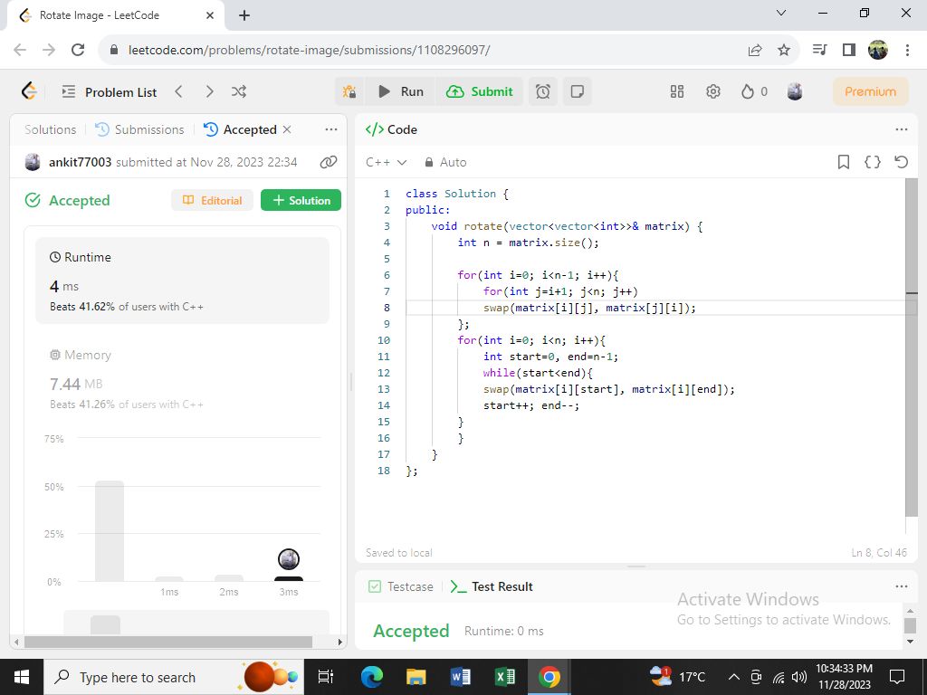Ankit Choudhary on LinkedIn: #180daysofcode #cpp #dsa #matrix Ankit Choudhary on LinkedIn: #180daysofcode #cpp #dsa #matrix