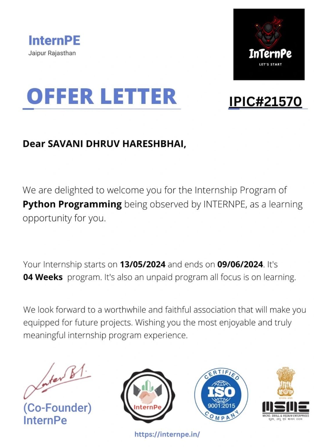 Dhruv Savani on LinkedIn: #internpe #pythonprogramming Dhruv Savani on LinkedIn: #internpe #pythonprogramming