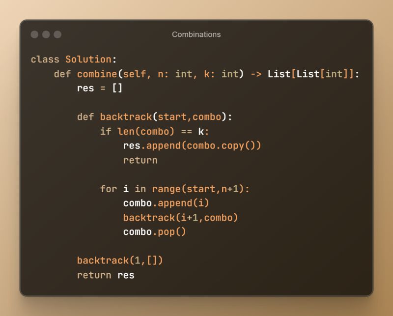 Mayur Gajbhiye on LinkedIn: 🔴 Combinations - Leetcode 77 - Python 🔴 Mayur Gajbhiye on LinkedIn: 🔴 Combinations - Leetcode 77 - Python 🔴