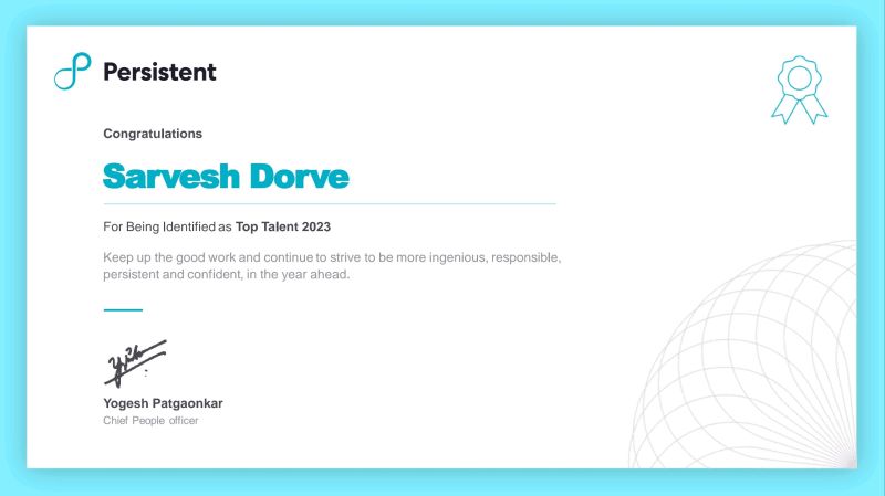 Sarvesh Dorve on LinkedIn: #toptalent #persistentsystems # ... Sarvesh Dorve on LinkedIn: #toptalent #persistentsystems # ...