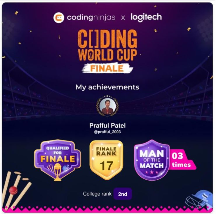 Prafful Patel on LinkedIn: #codingninjas #codingworldcup # ... Prafful Patel on LinkedIn: #codingninjas #codingworldcup # ...