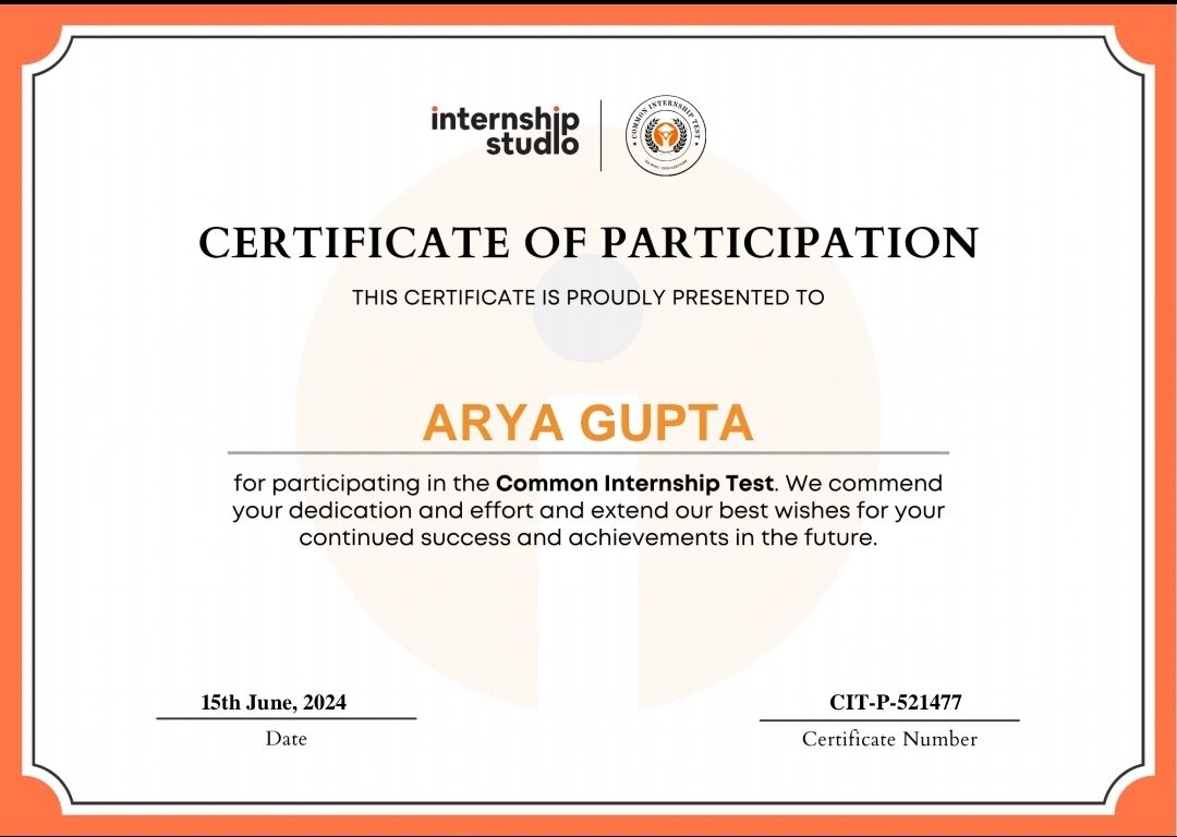 Arya Gupta on LinkedIn: #internshiptest #internshipstudio #cit # ... Arya Gupta on LinkedIn: #internshiptest #internshipstudio #cit # ...