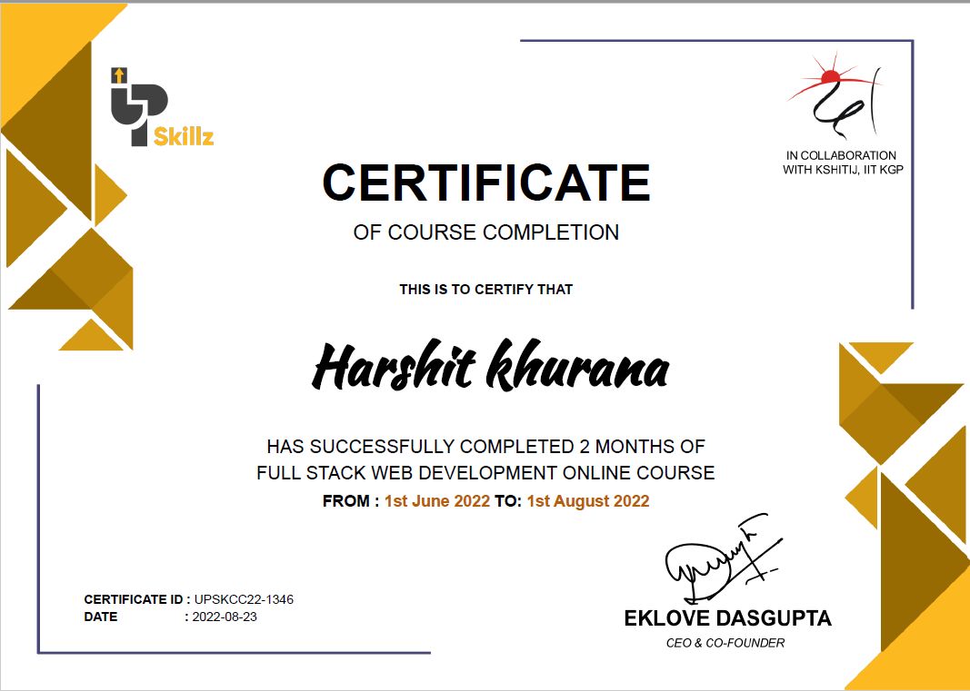 Harshit khurana on LinkedIn: #trainingcertificate #continuouslearning # ... Harshit khurana on LinkedIn: #trainingcertificate #continuouslearning # ...