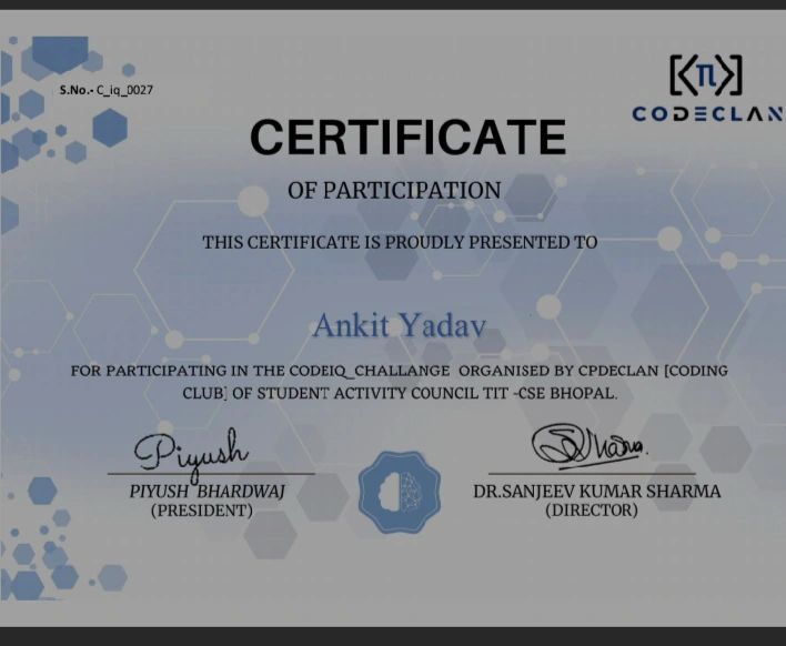 ANKIT YADAV on LinkedIn: TIT COLLEGE CODING CONTEST PARTICIPATE MARKS ... ANKIT YADAV on LinkedIn: TIT COLLEGE CODING CONTEST PARTICIPATE MARKS ...