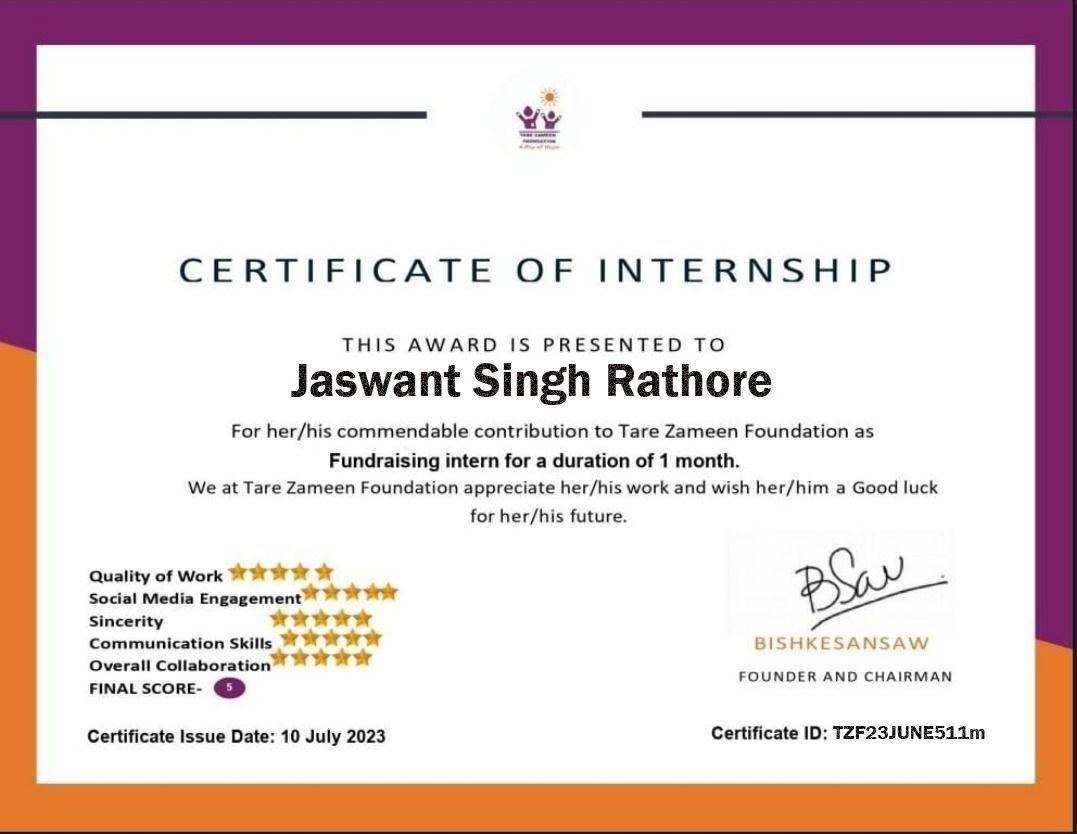 Jaswant singh Rathore on LinkedIn: #internshipcompletion # ... Jaswant singh Rathore on LinkedIn: #internshipcompletion # ...