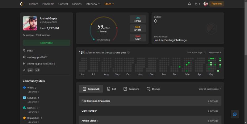 Proud to share my LeetCode coding journey | Anshul Gupta posted on the ... Proud to share my LeetCode coding journey | Anshul Gupta posted on the ...