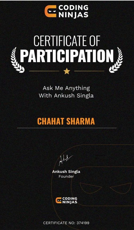 CHAHAT SHARMA on LinkedIn: #codingbootcamp #codingninjas CHAHAT SHARMA on LinkedIn: #codingbootcamp #codingninjas