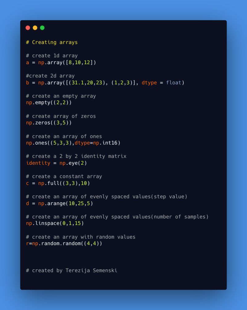 Terezija Semenski on LinkedIn: #numpy #arrays #python #linkedinlearning Terezija Semenski on LinkedIn: #numpy #arrays #python #linkedinlearning