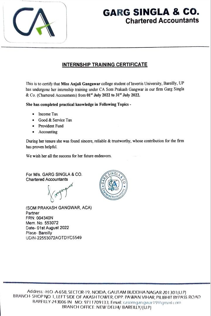 Anjali gangwar on LinkedIn: #experience #internship #ca #learning Anjali gangwar on LinkedIn: #experience #internship #ca #learning