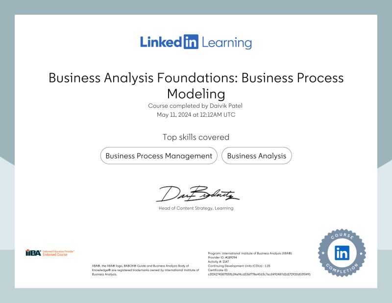 Daivik Patel on LinkedIn: Certificate of Completion Daivik Patel on LinkedIn: Certificate of Completion
