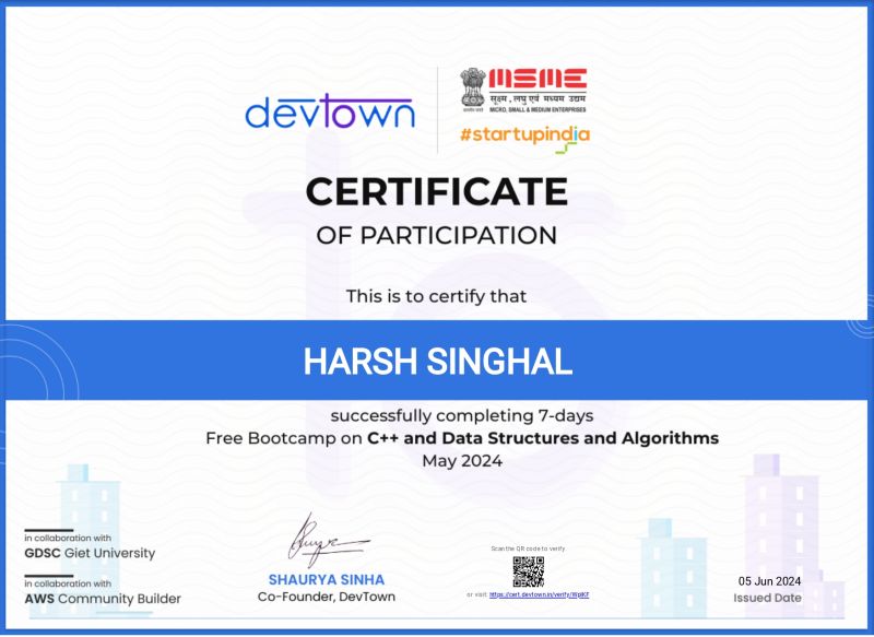 Harsh Singhal on LinkedIn: #devtown #datastructures #algorithms Harsh Singhal on LinkedIn: #devtown #datastructures #algorithms