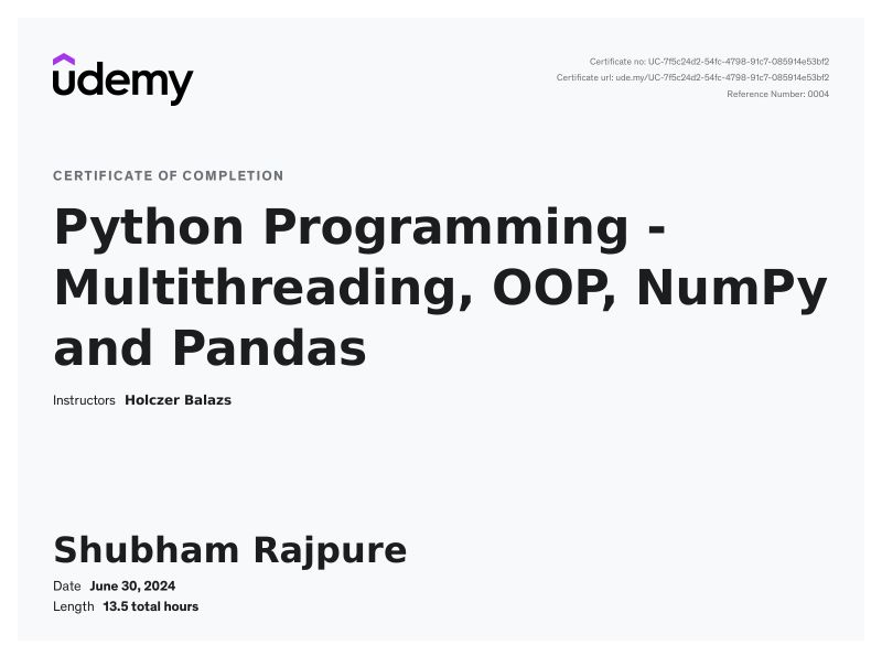 Shubham Rajpure on LinkedIn: #python #udemy #learning #programming # ... Shubham Rajpure on LinkedIn: #python #udemy #learning #programming # ...