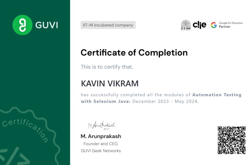 Kavin Vikram on LinkedIn: #automationtesting #selenium #java #testng # ... Kavin Vikram on LinkedIn: #automationtesting #selenium #java #testng # ...