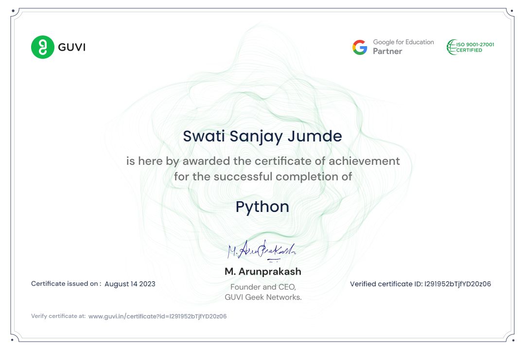 Swati J. on LinkedIn: #thankyou #pythoncoding #pythondeveloper Swati J. on LinkedIn: #thankyou #pythoncoding #pythondeveloper