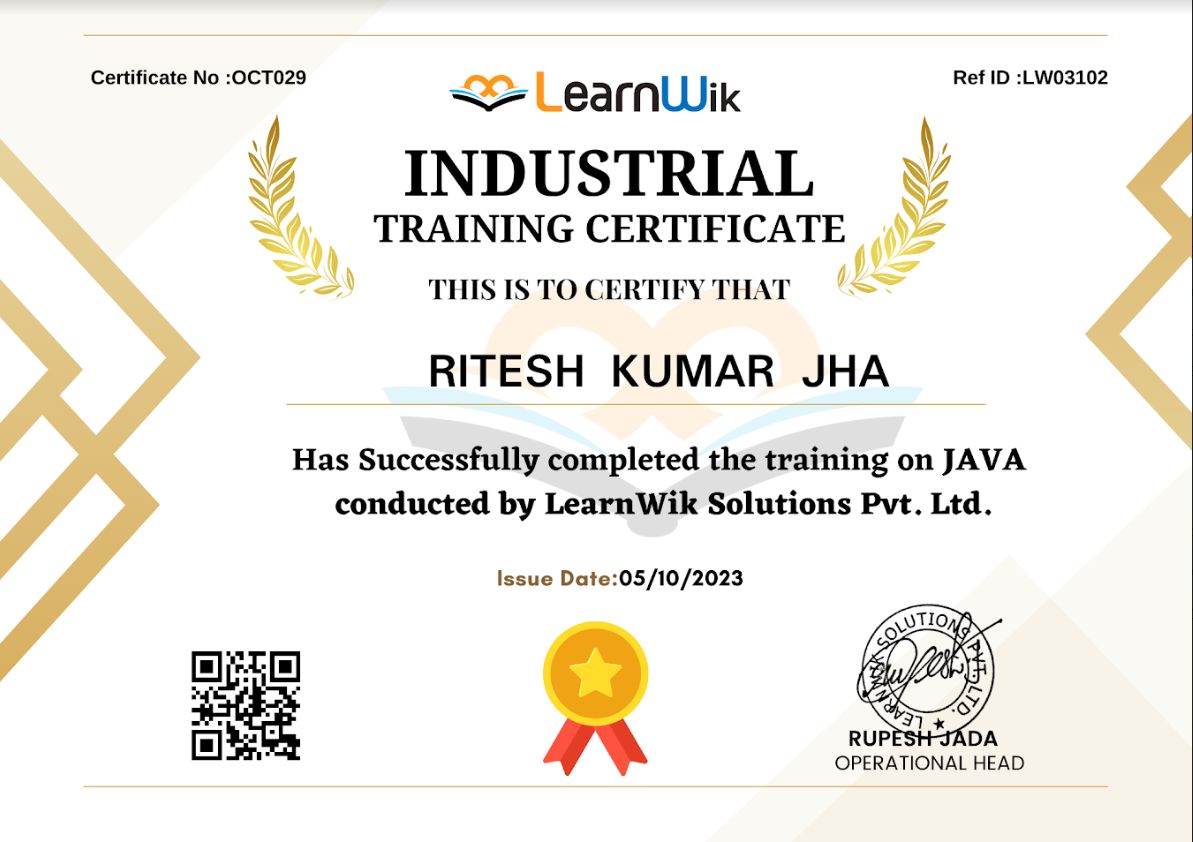 Ritesh Kumar Jha on LinkedIn: Hey Friends, I have now Certified in Java ... Ritesh Kumar Jha on LinkedIn: Hey Friends, I have now Certified in Java ...