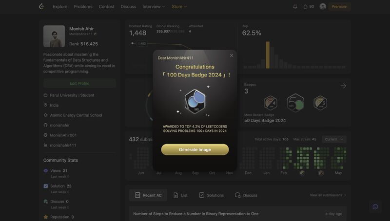 Monish Ahir on LinkedIn: #100daysofcode #leetcode #codingjourney ... Monish Ahir on LinkedIn: #100daysofcode #leetcode #codingjourney ...