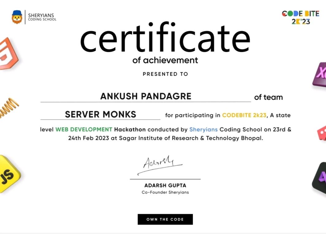 Ankush Pandagre on LinkedIn: #hackathon2023 #coding #problemsolving Ankush Pandagre on LinkedIn: #hackathon2023 #coding #problemsolving