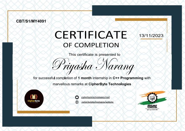 Priyasha Narang on LinkedIn: #cipherbytetechnologies Priyasha Narang on LinkedIn: #cipherbytetechnologies