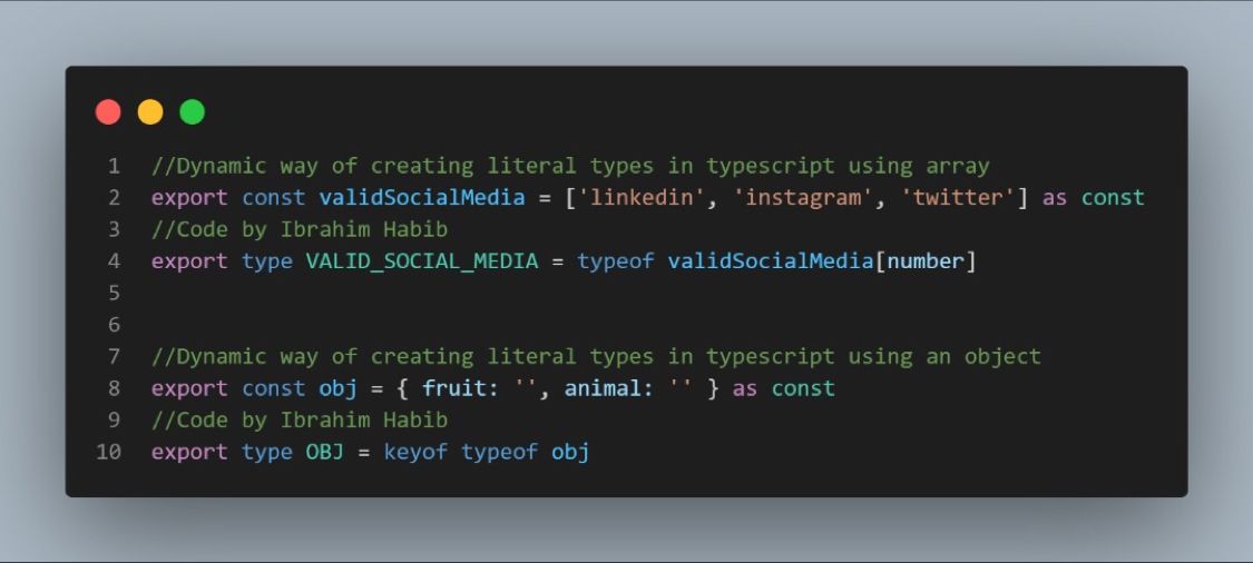 How to create Literal Types on Typescript | Habib Ibrahim posted on the ... How to create Literal Types on Typescript | Habib Ibrahim posted on the ...