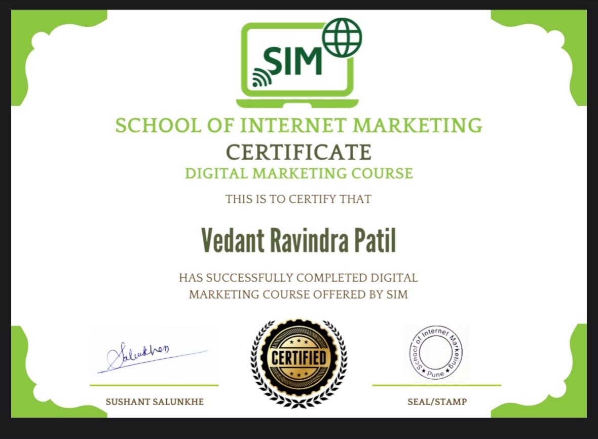Vedant Patil on LinkedIn: #digitalmarketing #certified # ... Vedant Patil on LinkedIn: #digitalmarketing #certified # ...