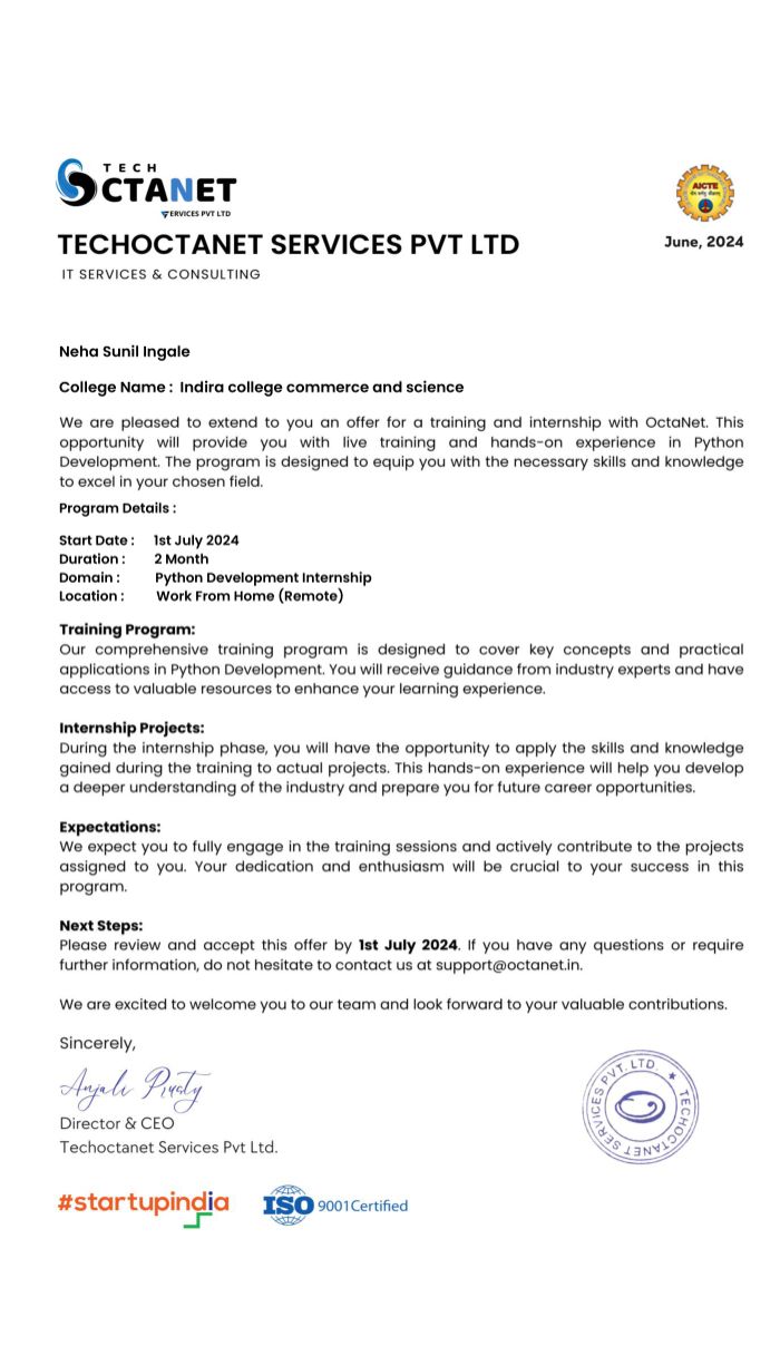 Neha Ingale on LinkedIn: #techoctanet Neha Ingale on LinkedIn: #techoctanet