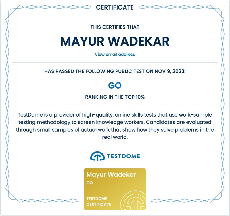 Mayur Wadekar on LinkedIn: #golang #go #golang #certificate #practice # ... Mayur Wadekar on LinkedIn: #golang #go #golang #certificate #practice # ...