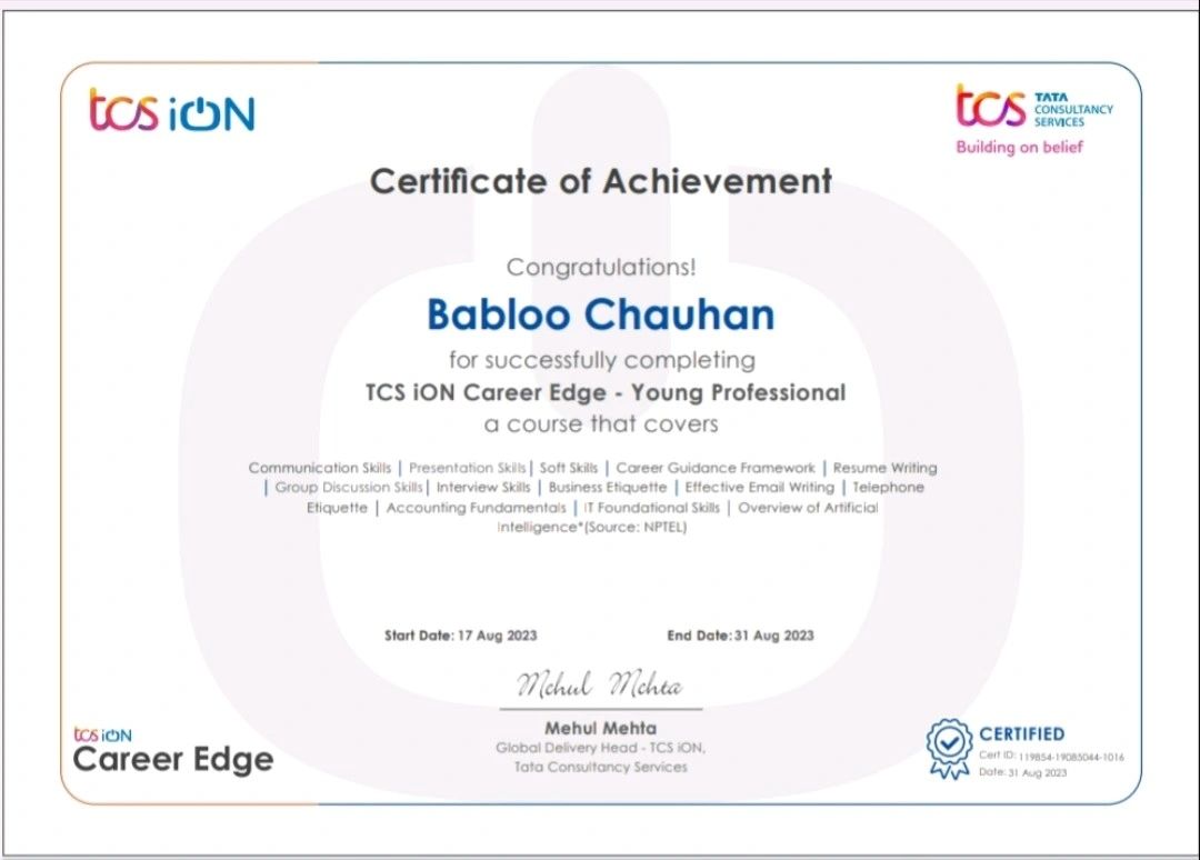 Babloo Chauhan on LinkedIn: #tcsioncareeredge #tcsion #tcs # ... Babloo Chauhan on LinkedIn: #tcsioncareeredge #tcsion #tcs # ...