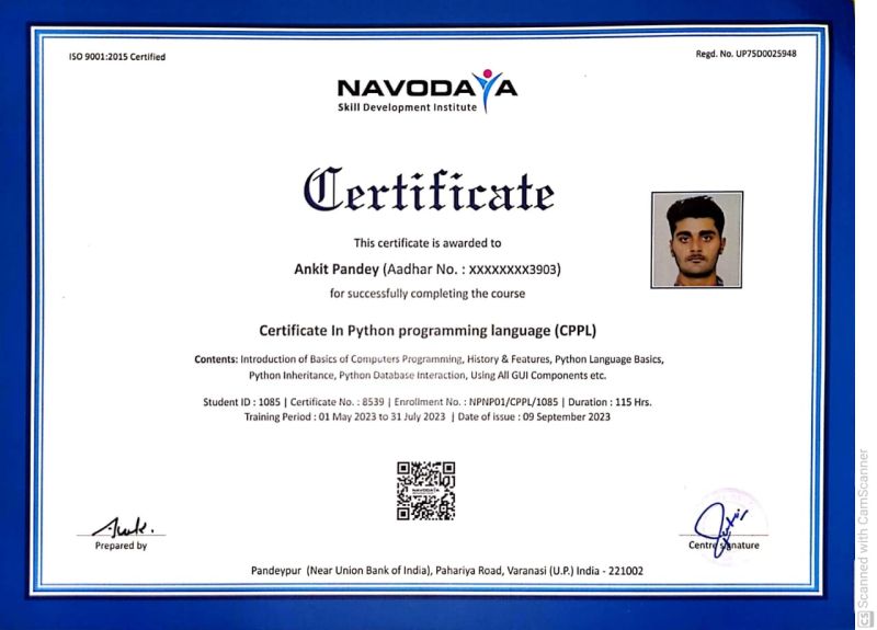 Ankit Pandey on LinkedIn: Certificate in Python Programming Language Ankit Pandey on LinkedIn: Certificate in Python Programming Language