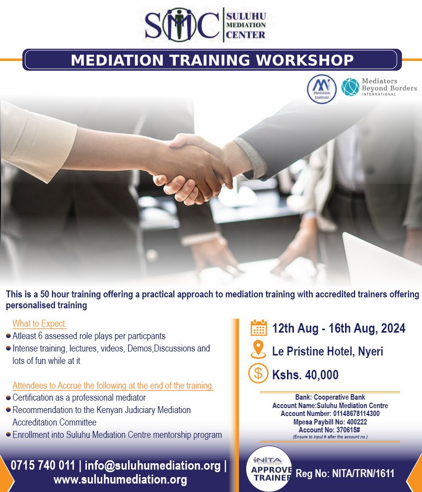 SULUHU MEDIATION on LinkedIn: #mediationtraining #conflictresolution # ... SULUHU MEDIATION on LinkedIn: #mediationtraining #conflictresolution # ...