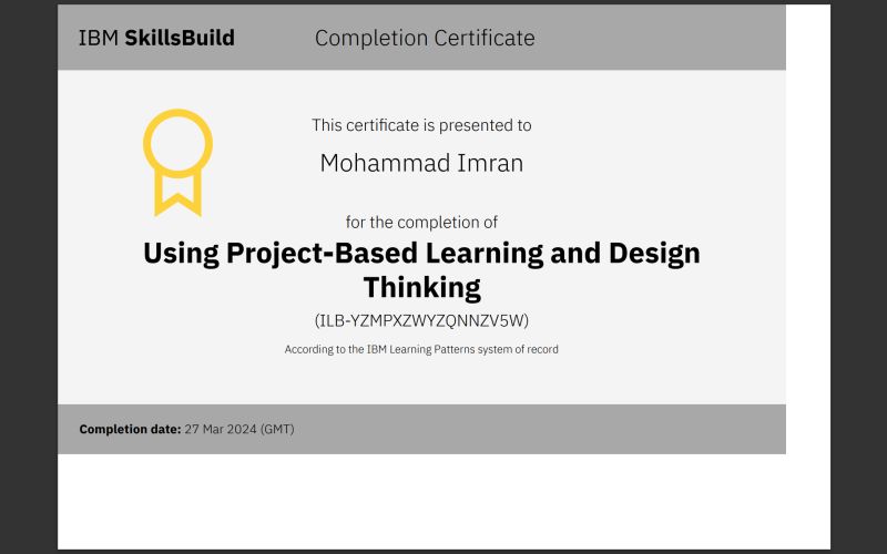 Completed IBM Skill Build program! | Mohammad Imran posted on the topic ... Completed IBM Skill Build program! | Mohammad Imran posted on the topic ...