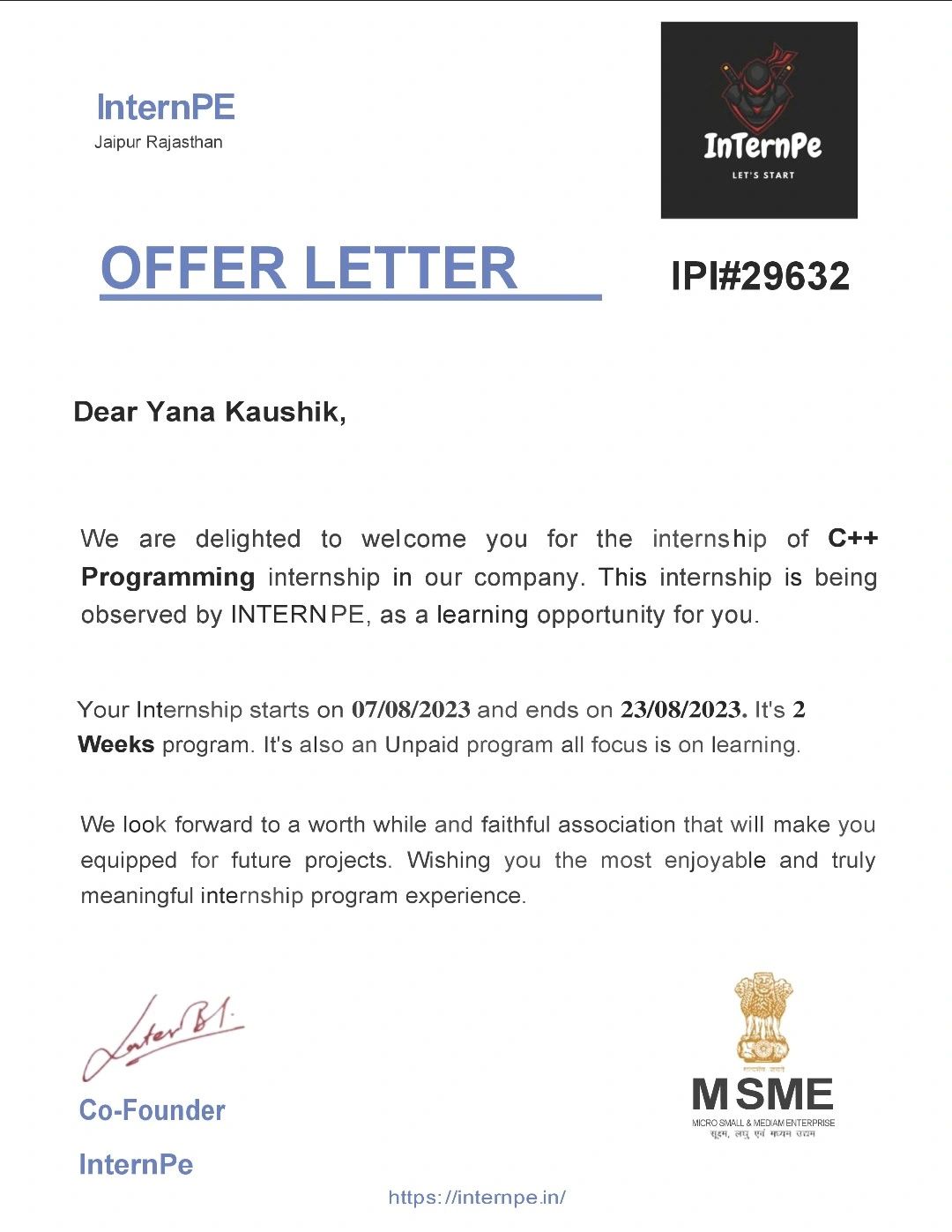 Yana Kaushik on LinkedIn: #internship #coding #programming #internpe Yana Kaushik on LinkedIn: #internship #coding #programming #internpe