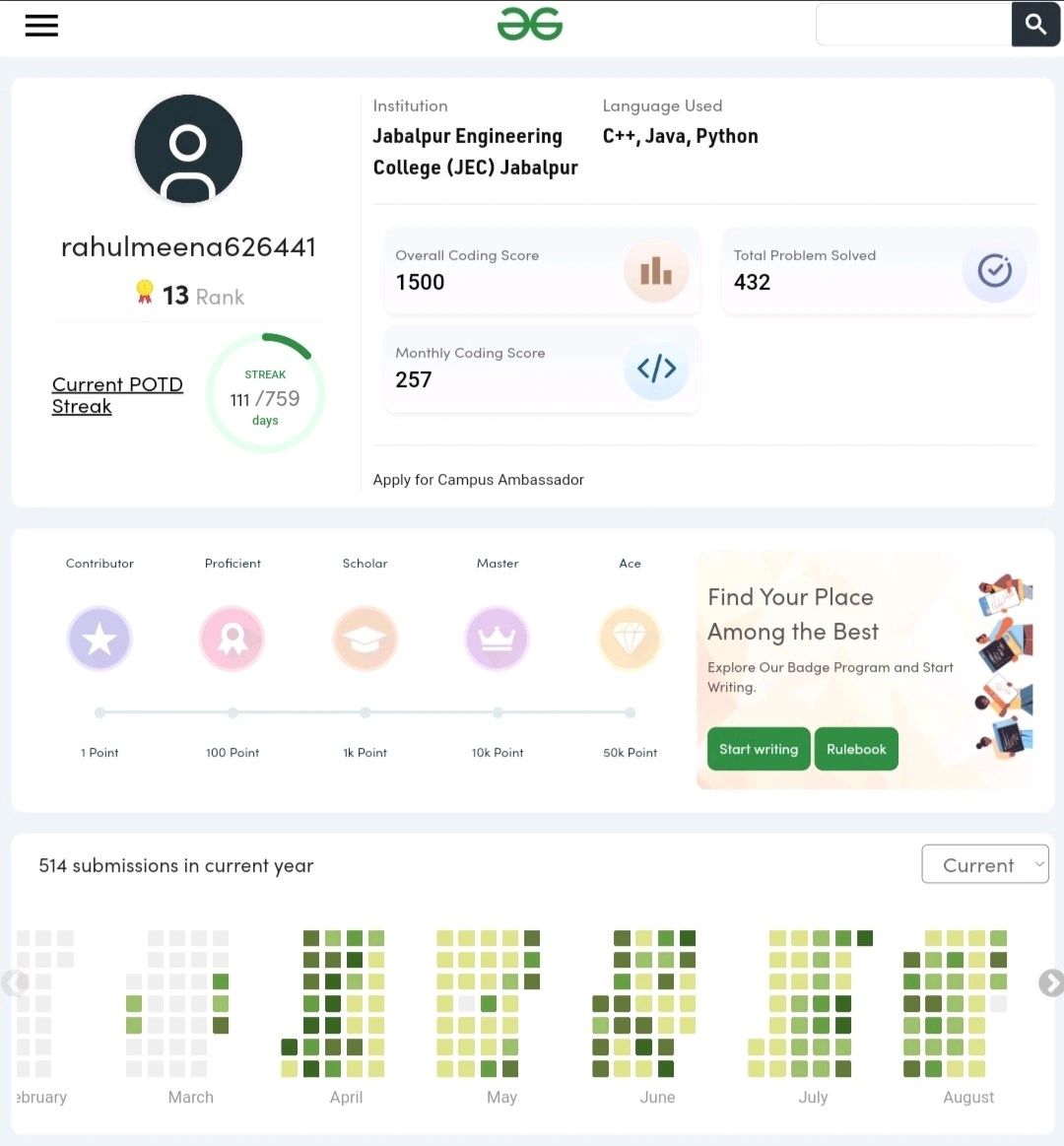 Rahul Meena on LinkedIn: #problemsolving #codingmilestone #gfg # ... Rahul Meena on LinkedIn: #problemsolving #codingmilestone #gfg # ...