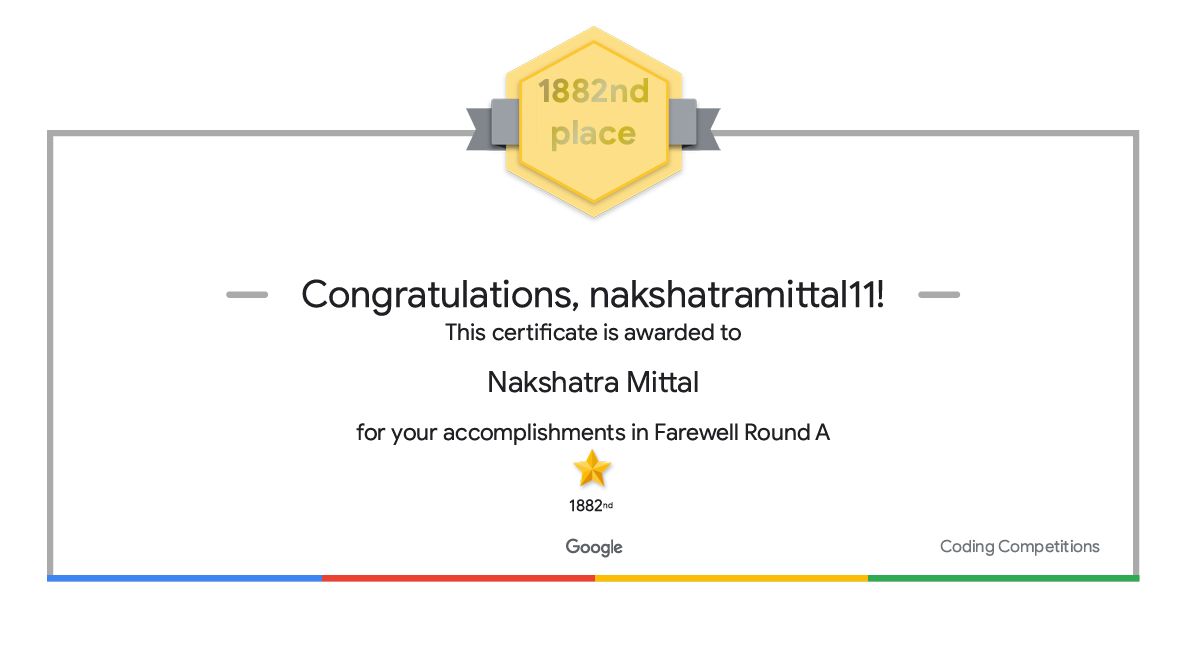 Nakshatra Mittal on LinkedIn: #coding #google #codejam #experience Nakshatra Mittal on LinkedIn: #coding #google #codejam #experience