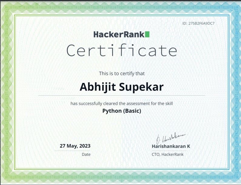 Abhijit Supekar on LinkedIn: #hackerrank #python Abhijit Supekar on LinkedIn: #hackerrank #python